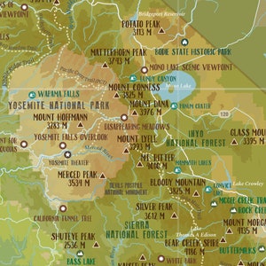 Sierra Nevada Map Poster: California Topographic Art Print - Etsy