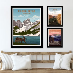 Grand Teton National Park Poster: Illustrated Travel Print - Etsy