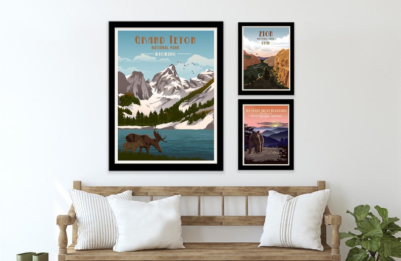 Grand Teton National Park Poster: Illustrated Travel Print - Etsy