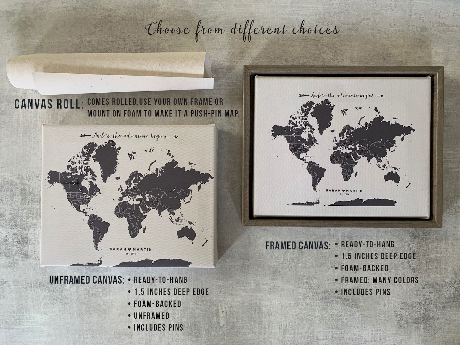 Push Pin Map, Custom Map Gift, Travel Memories Gift, Custom Wedding Map ...