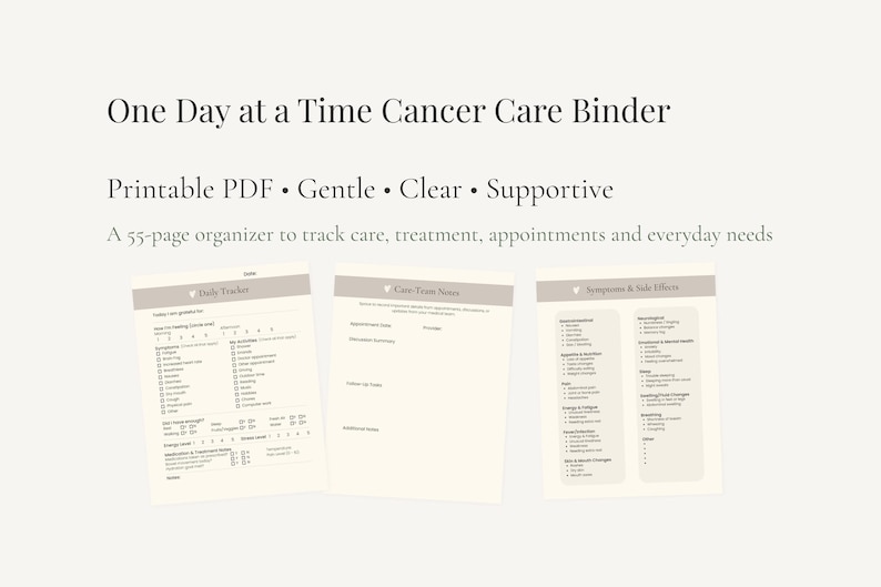 Cancer Care Binder + Planner – Printable + Editable Template for ...