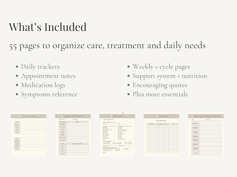 Cancer Care Binder + Planner – Printable + Editable Template for ...
