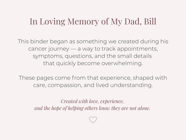 Cancer Care Binder + Planner – Printable + Editable Template for ...