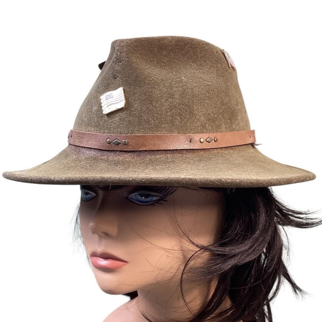 Men's Brown Flex Fit Wool Felt Fedora Hat With Leather Band American ...