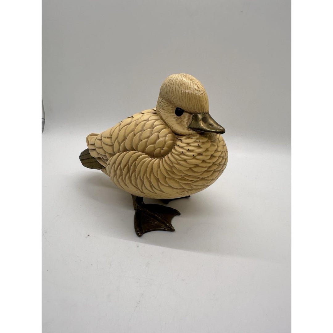 Vintage Elli Malevolti Italy Duck Figurine Brass Accented Sculpture ...
