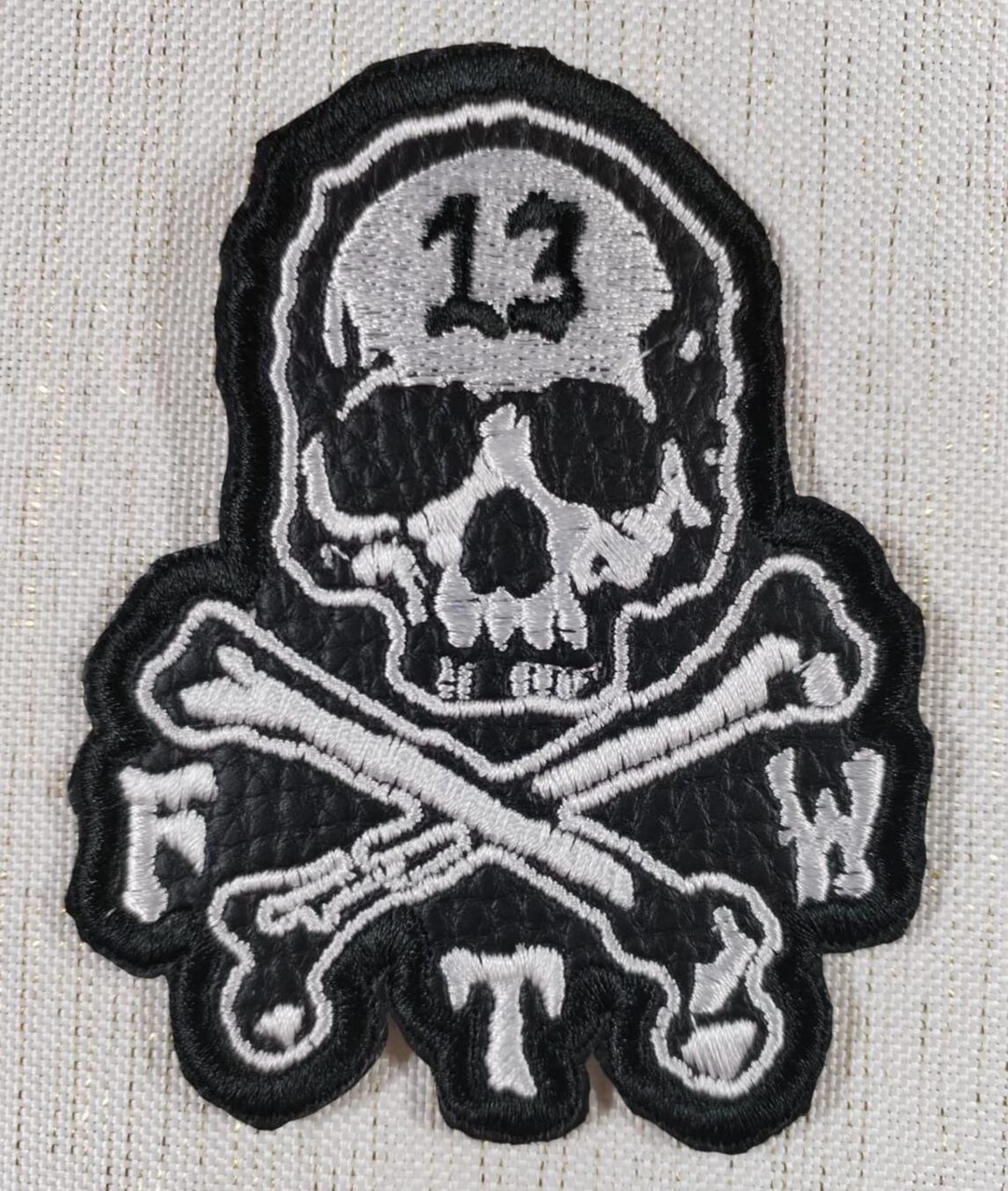 Biker Patches Ftw Skull and 13 Luck to Sew Made of Synthetic Leather - Etsy