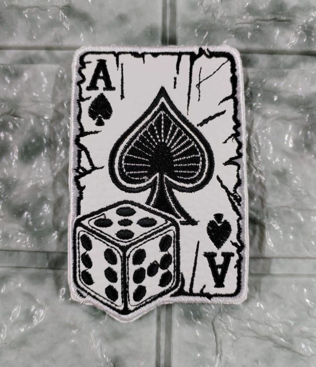 Embroidered Biker Patch for Sewing, Ace of Spades Card Design, Made of ...
