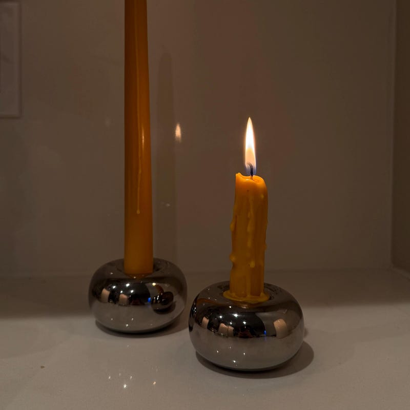 Modern Silver Candle Holder - Etsy