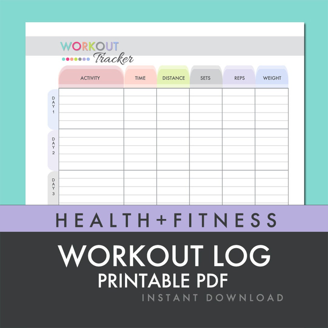 Workout Log Tracker Printable PDF INSTANT DOWNLOAD - Etsy Canada