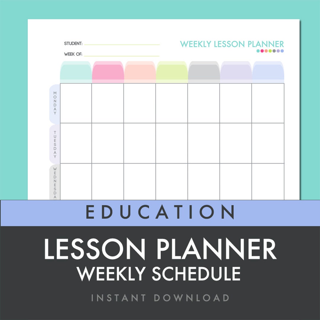 Weekly Lesson Planner Student Schedule Printable PDF INSTANT DOWNLOAD ...