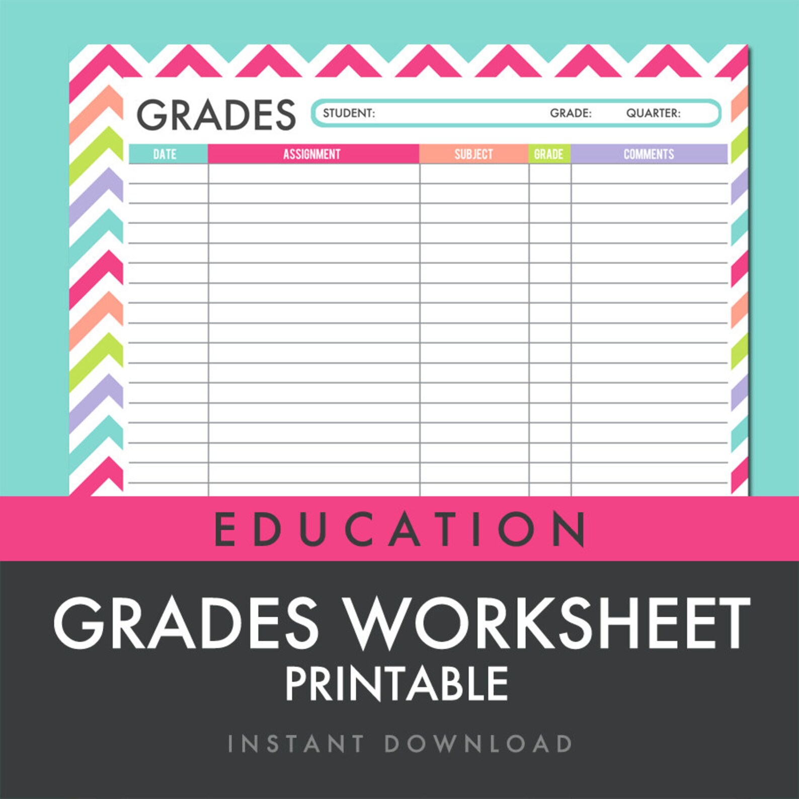 Grades Sheet Grading Worksheet Homeschool Printable Education Teacher ...