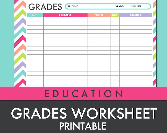 Grades Sheet - Grading Worksheet - Homeschool Printable - Education ...