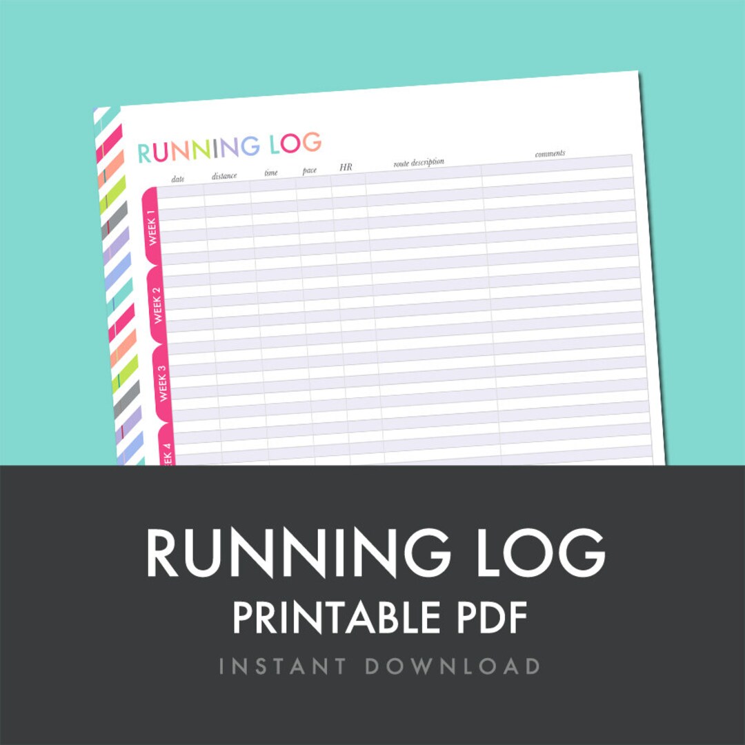 Running Log Printable PDF Planner Printable Fitness Health - Etsy