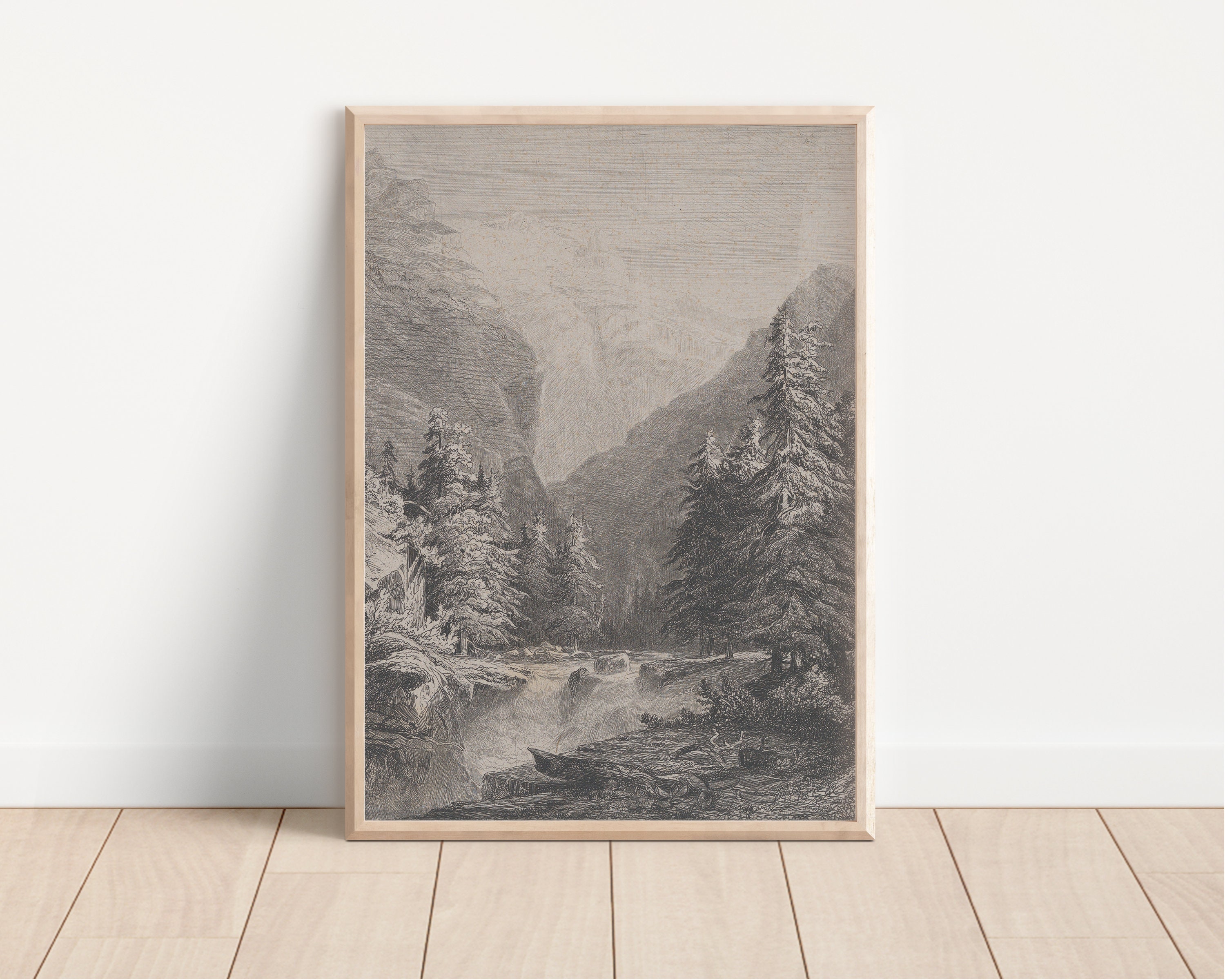 Alpine Mountain Art - Mountain Artwork - Log Cabin Decor - Switzerland ...