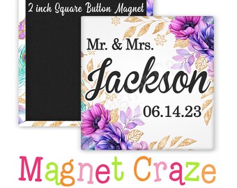 Custom 2 Inch Square Magnets - Fancy Monogram - Wedding Favors ...