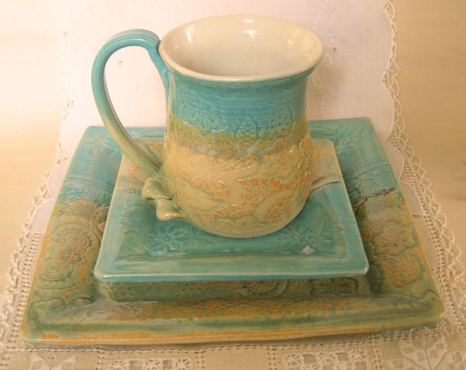 Square Pottery 3 Piece Place Setting - Etsy