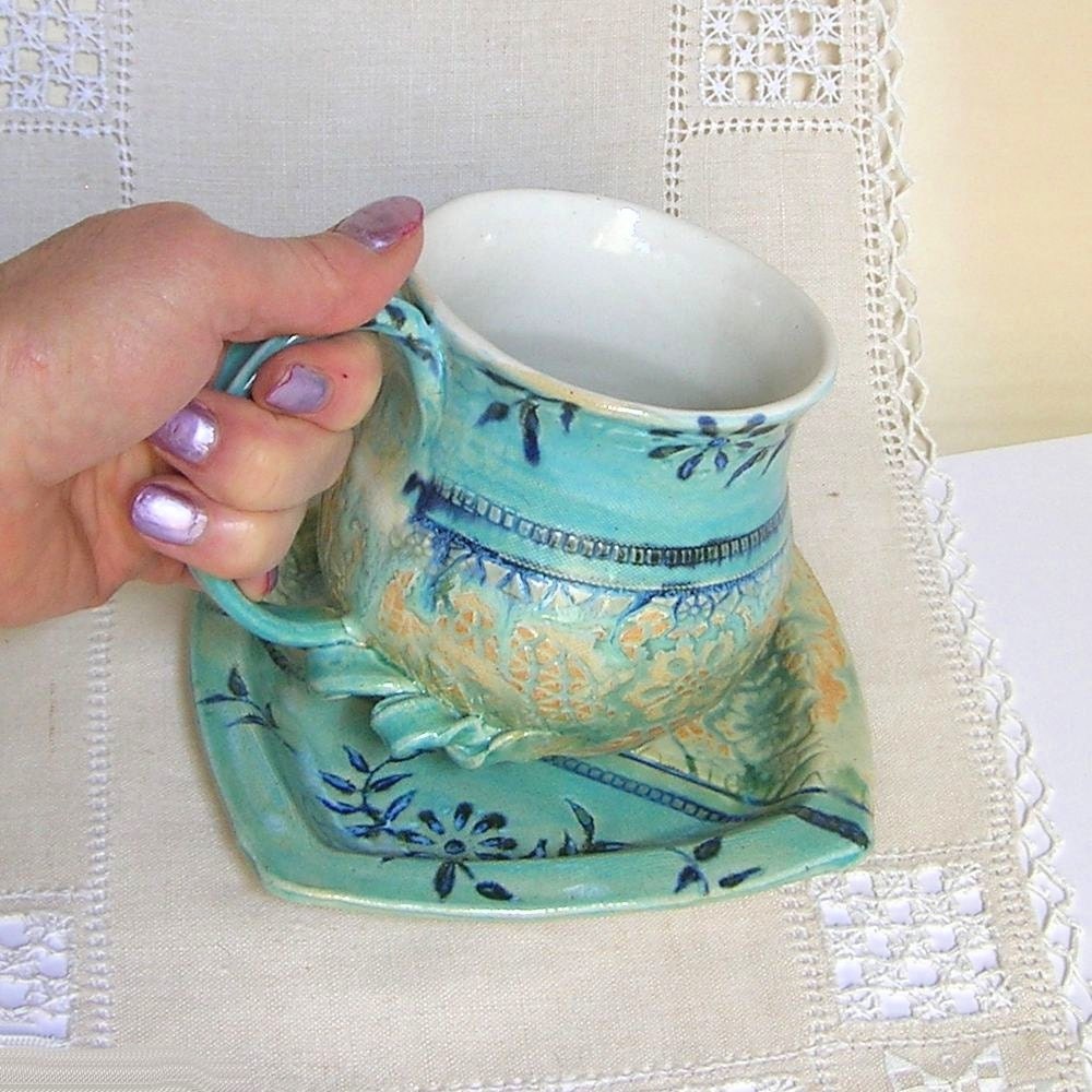 Square Turquoise 4 Piece Place Setting - Etsy