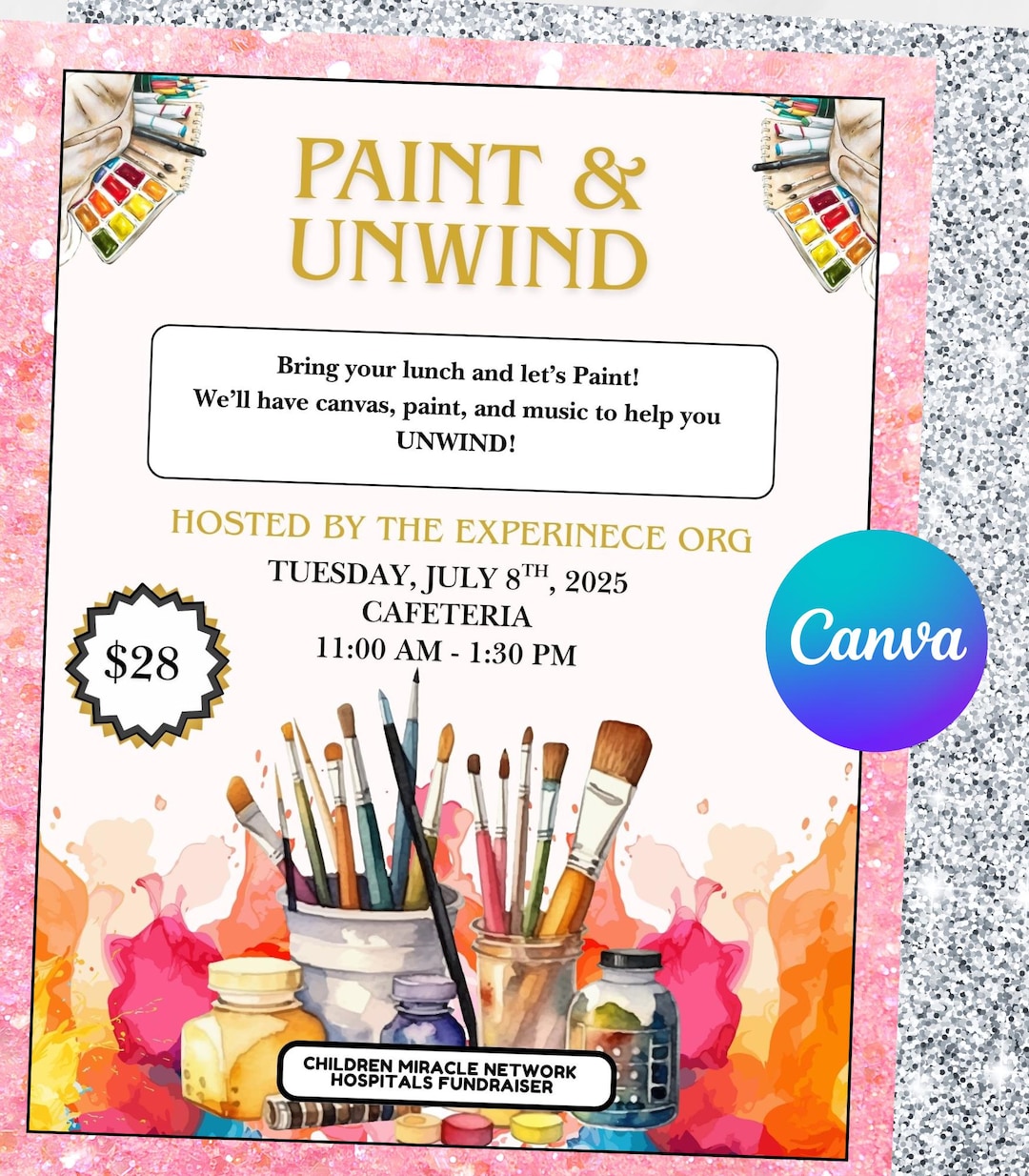 Paint Night Flyer Template, Art Party Poster (editable Digital Download ...
