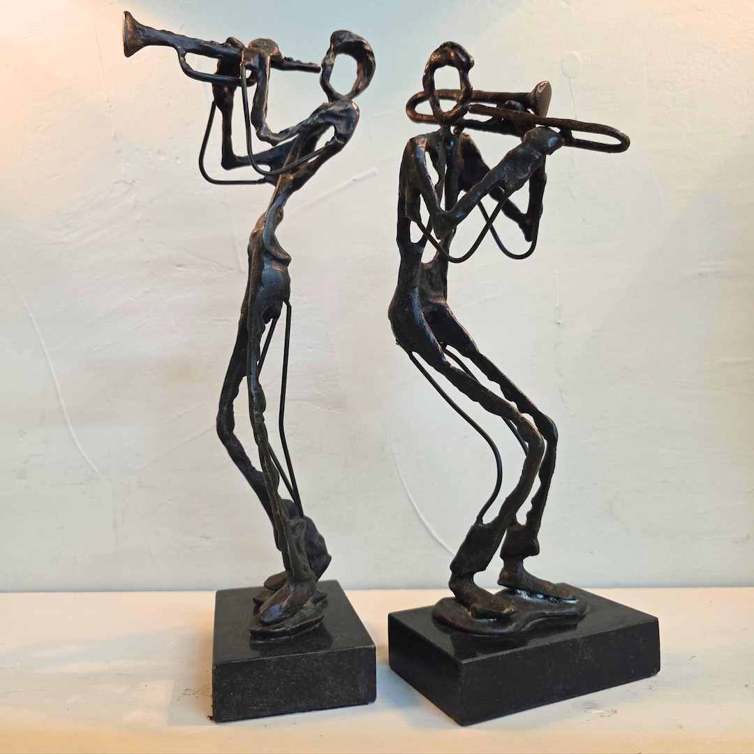 Vintage Jazz Musician Sculpture Duo Set If 2 • Mid-century Modern ...