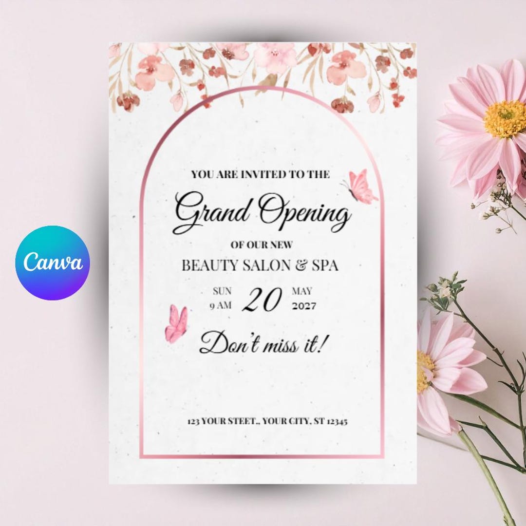 Editable Beauty Salon Invitation • Floral Spa Invite • Mobile & iPad ...