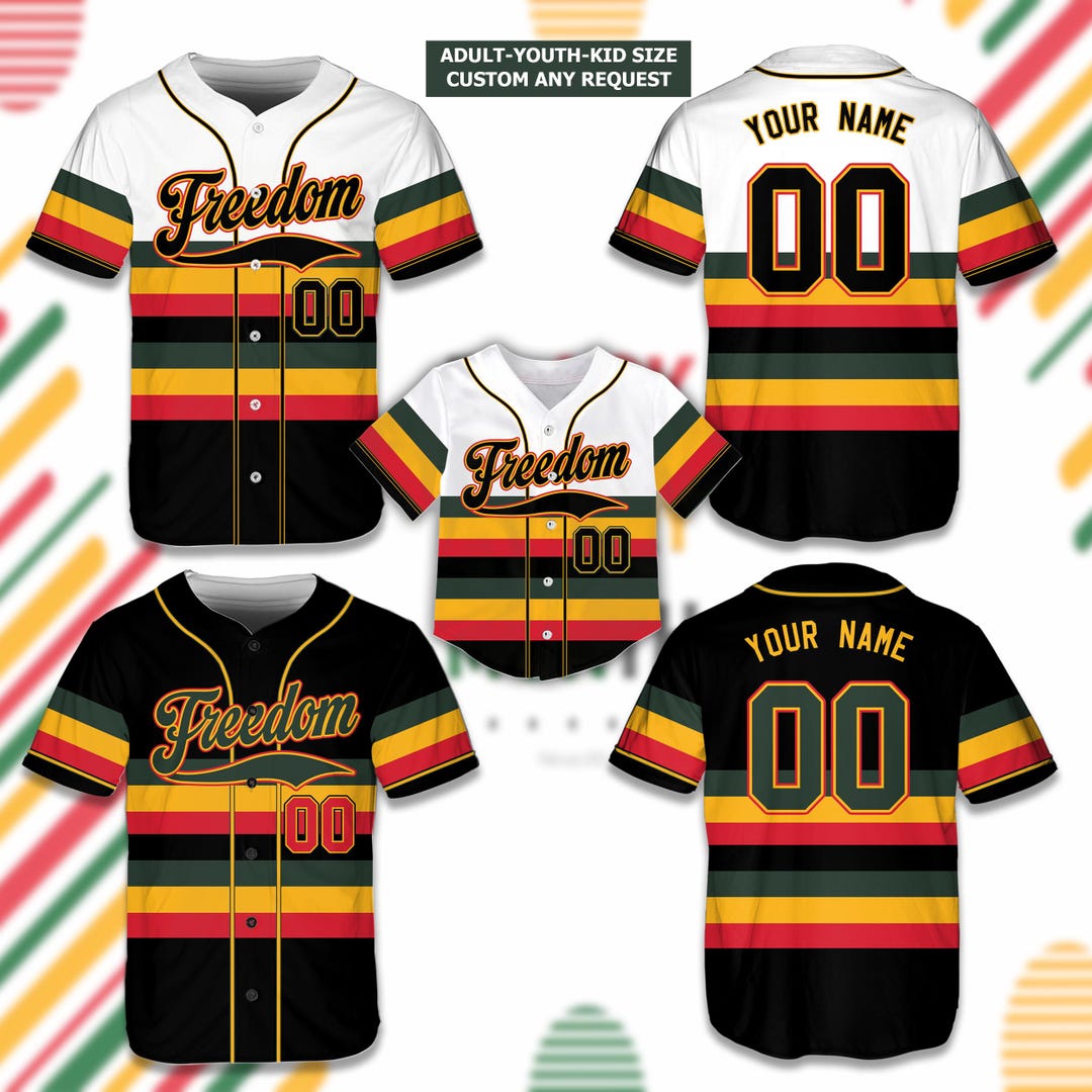 Personalized Name Juneteenth Freedom Baseball Jersey, Custom Black ...