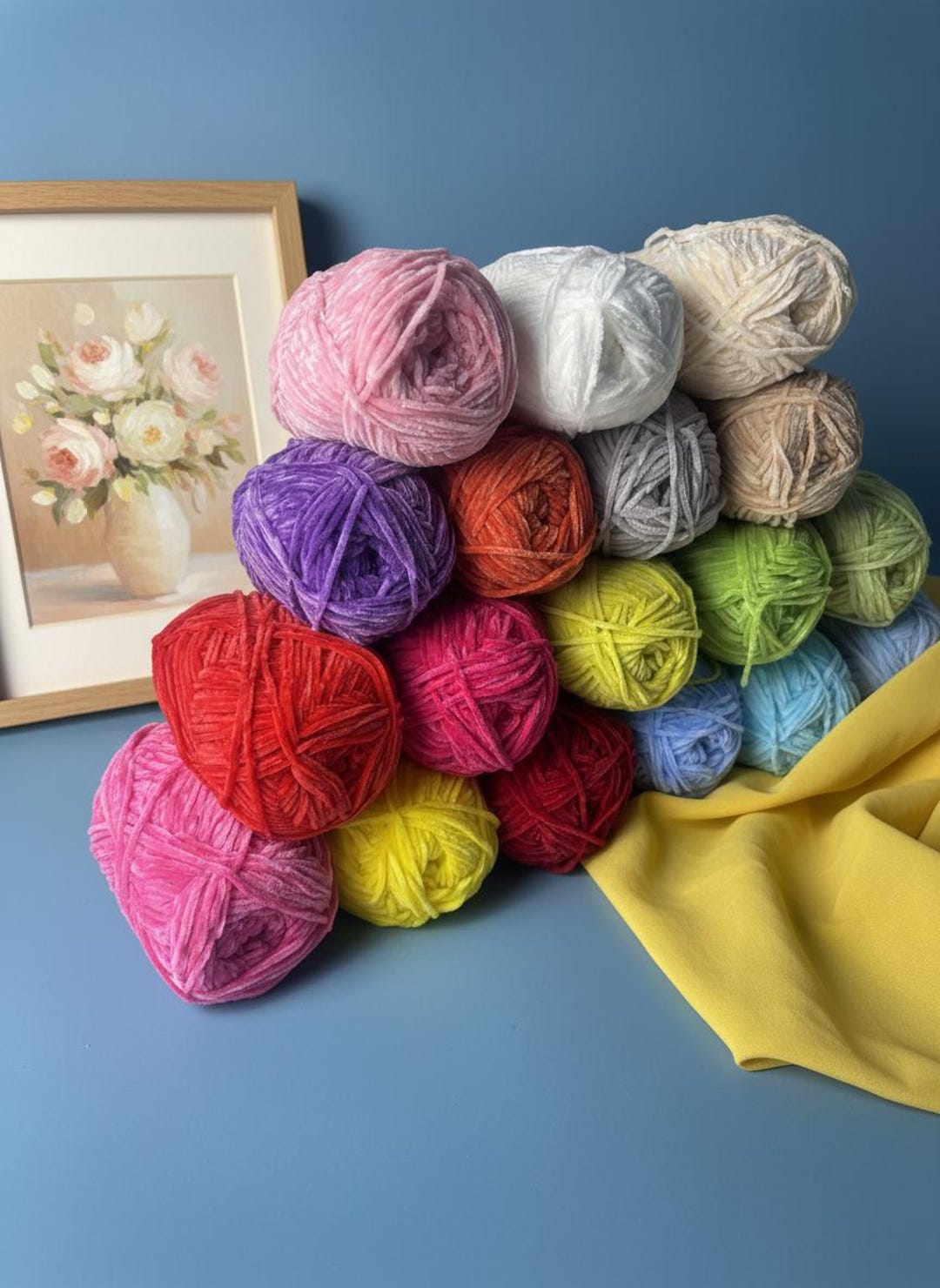 Colorful Velvet Chenille Yarn 40g, Soft Crochet and Knitting Yarn for ...