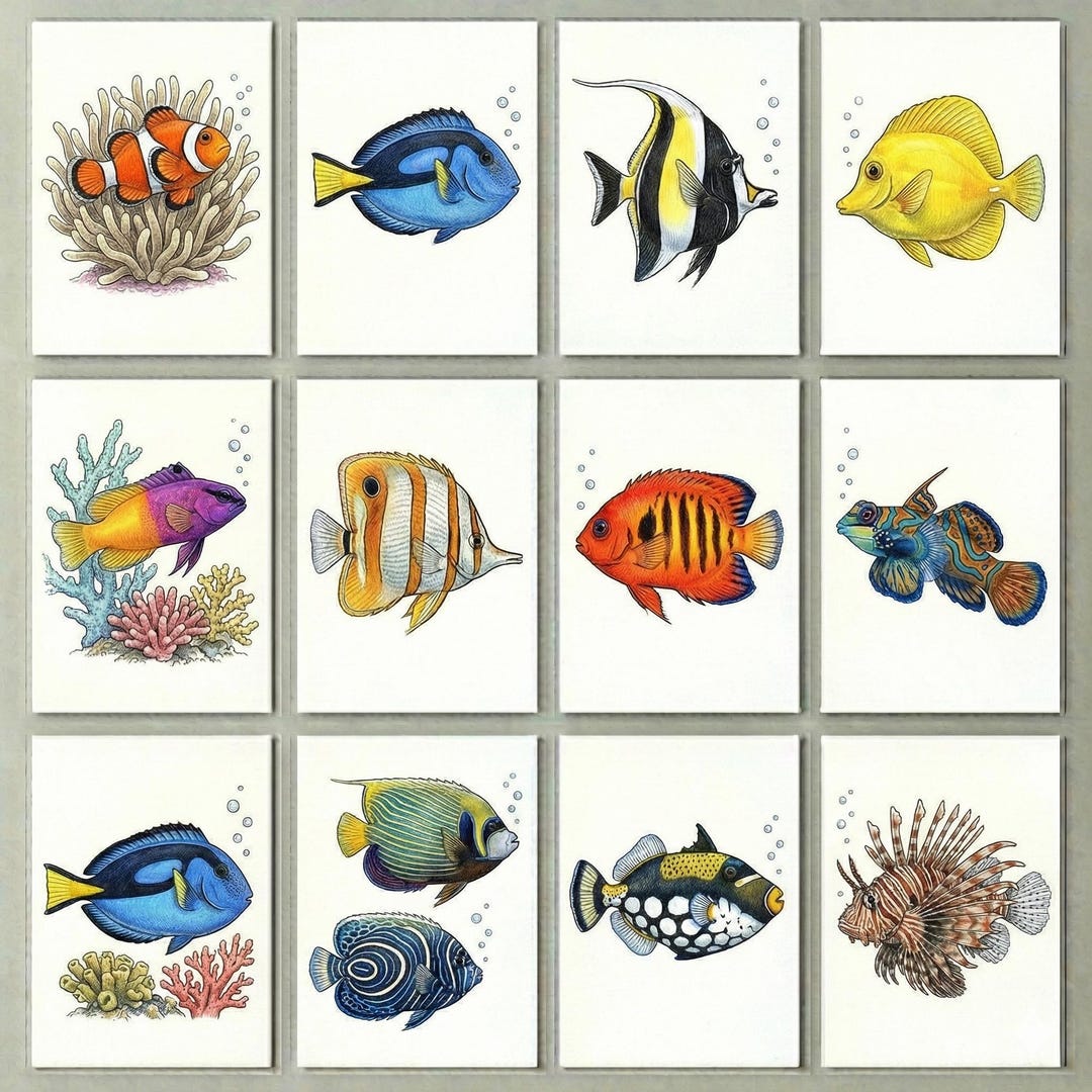Fish Clip Art, Easy Cut and Paste Layout. ON SALE NOW! - Etsy