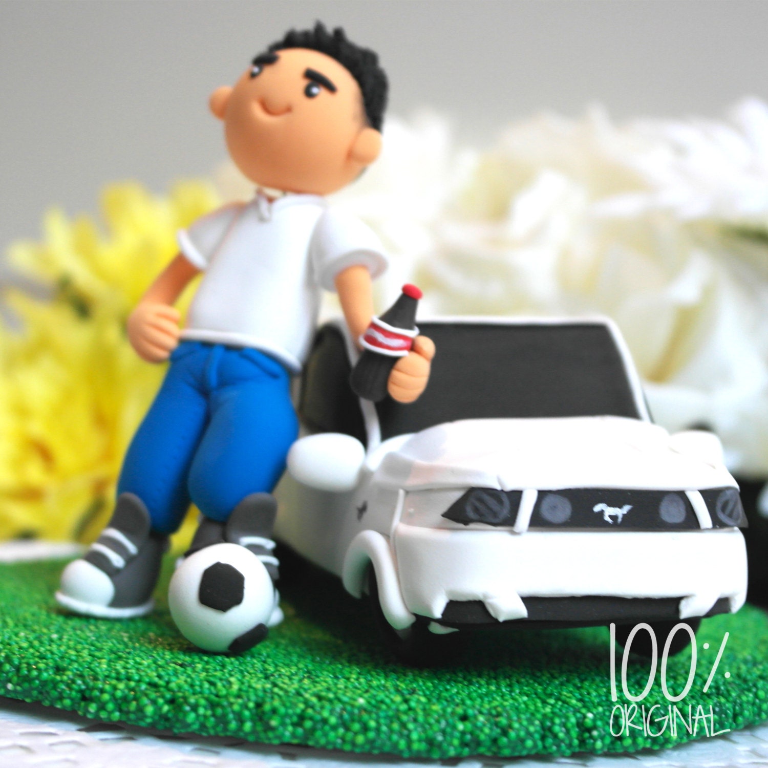 Custom Birthday Cake Topper - Boyfriend With Mustang Car - Etsy