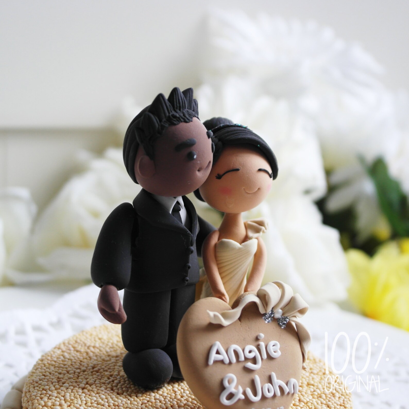Custom Wedding Cake Topper Elegant Couple - Etsy