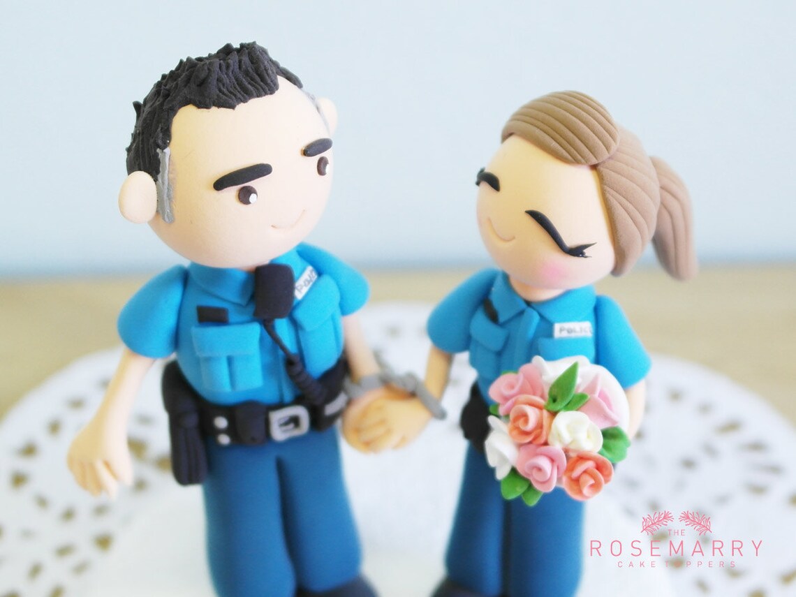 Custom Cake Topper Police Couple | Etsy