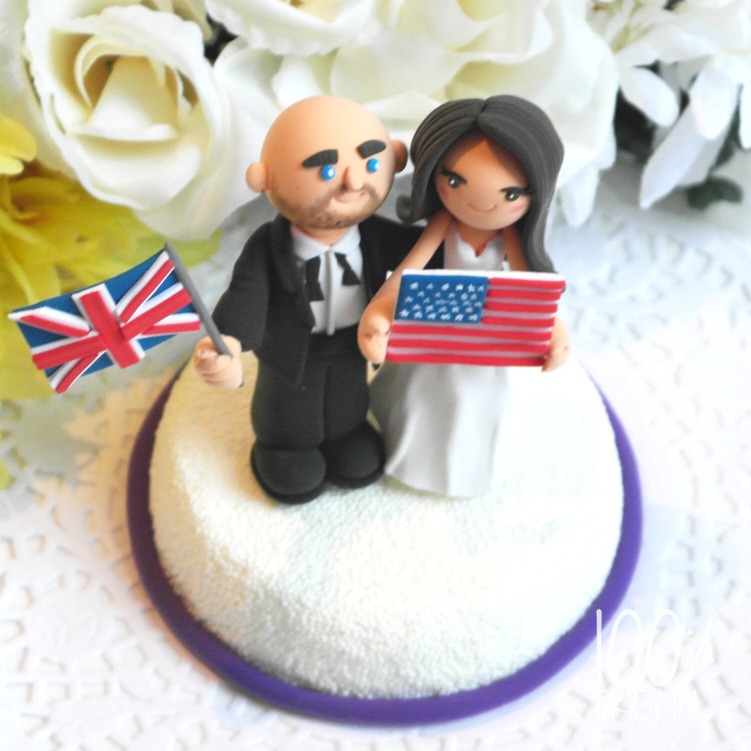 Custom Cake Topper American & English Wedding | Etsy