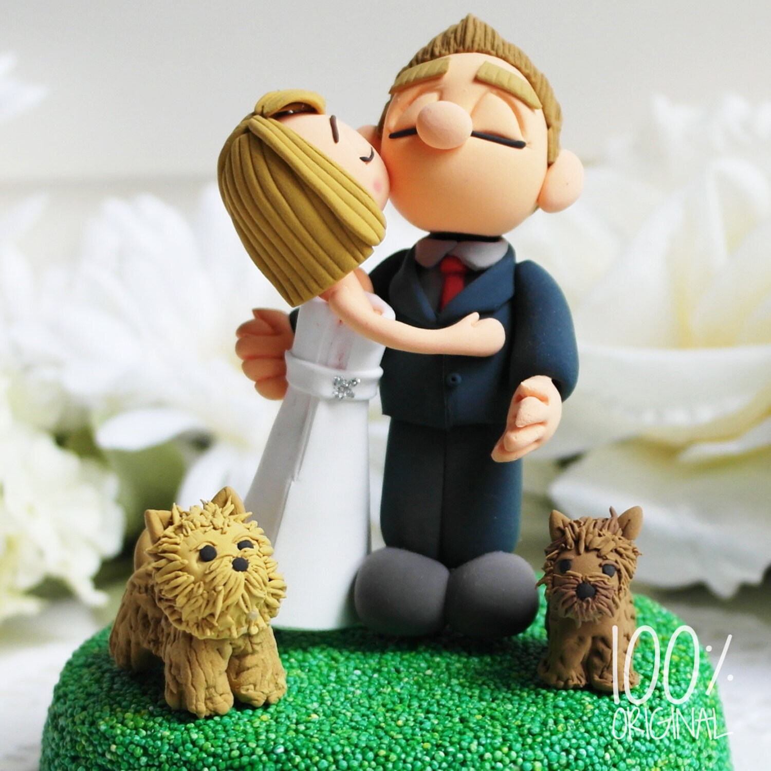 Custom Cake Topper- Kissing Couple With Puppies - Etsy