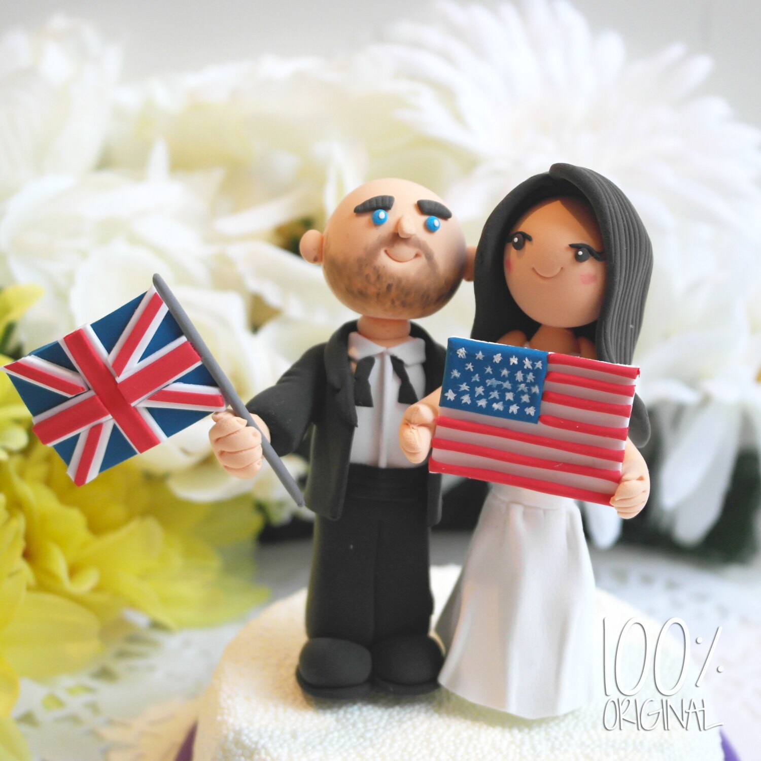 Custom Cake Topper American & English Wedding | Etsy