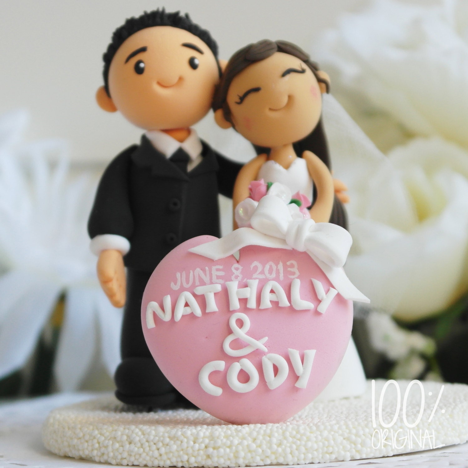 Custom Cake Topper Lovely Couple With a Big Heart Banner | Etsy