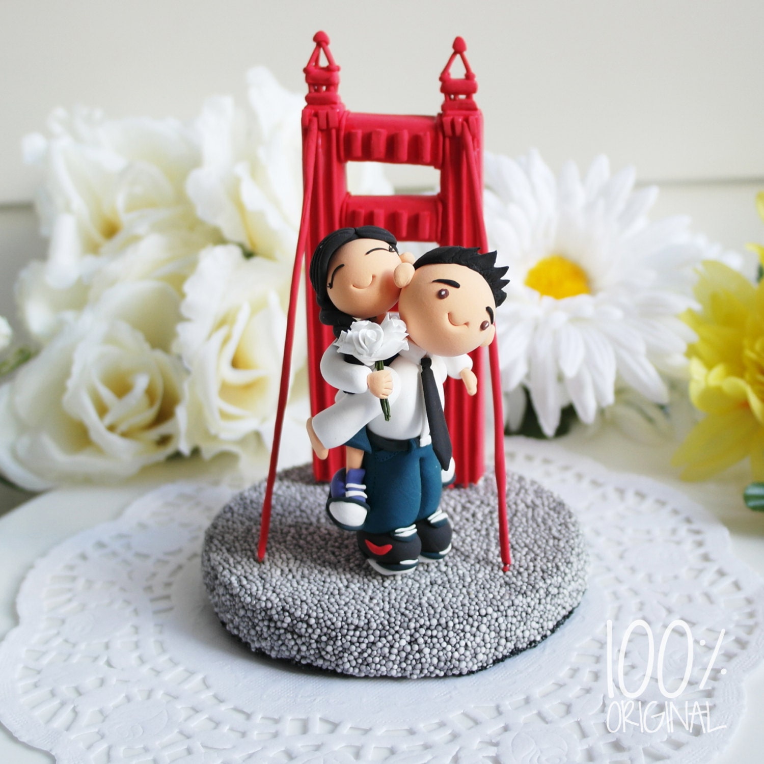 Custom Wedding Cake Topper Piggy back pose at Golden Brigde | Etsy