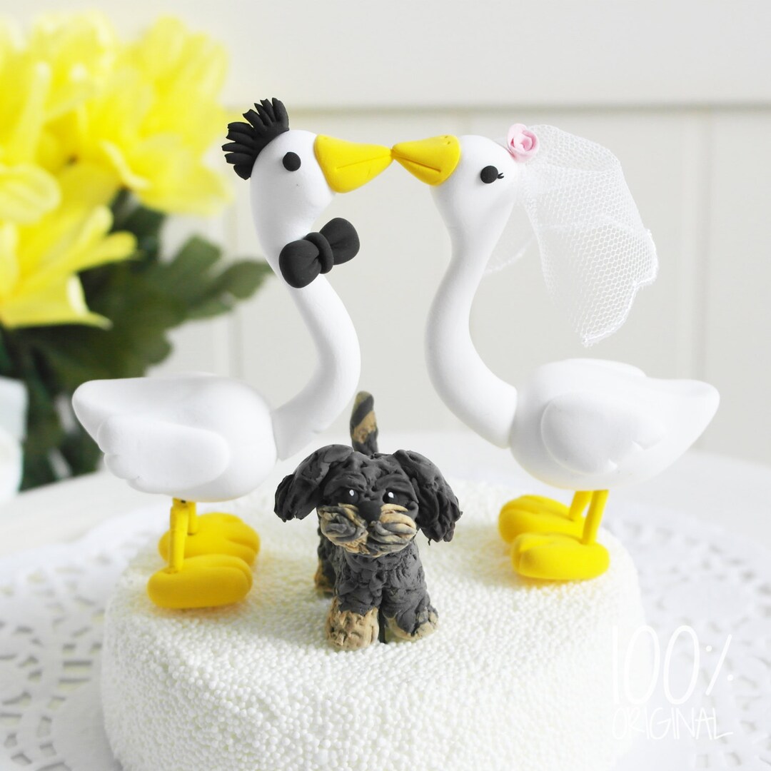 Custom Wedding Cake Topper - Kissing Geese Couple - Etsy