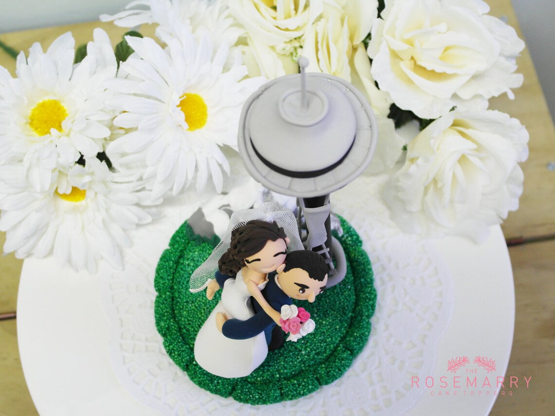 Custom Wedding Cake Topper- at Space Needle in Seattle - Etsy