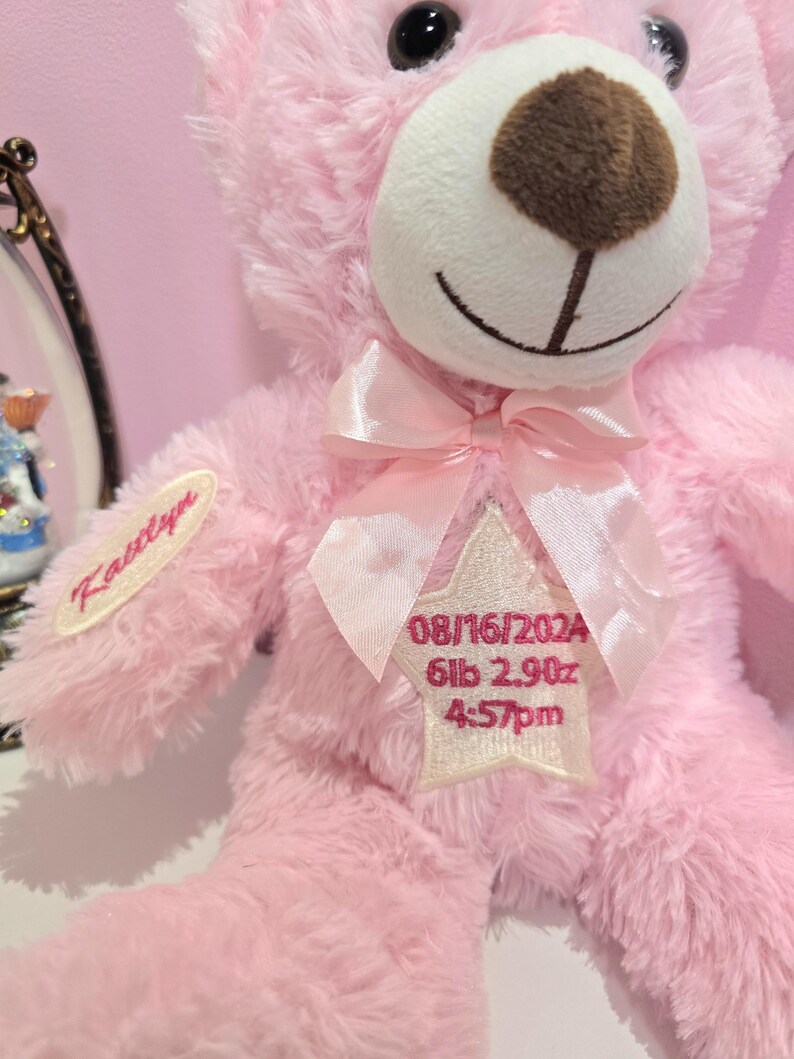 Personalized Teddy Bear With Name, Birth Stats Plush, Baby Keepsake ...