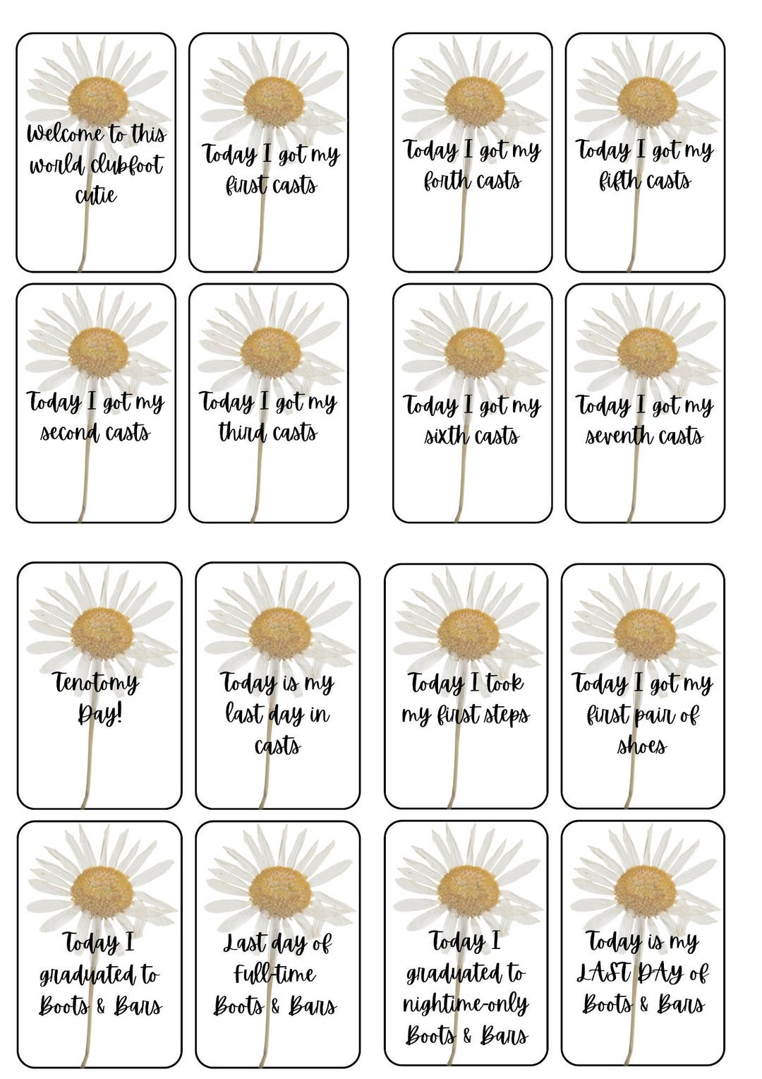 Printable Clubfoot Milestone Cards - Celebrate Clubfoot Cuties ...