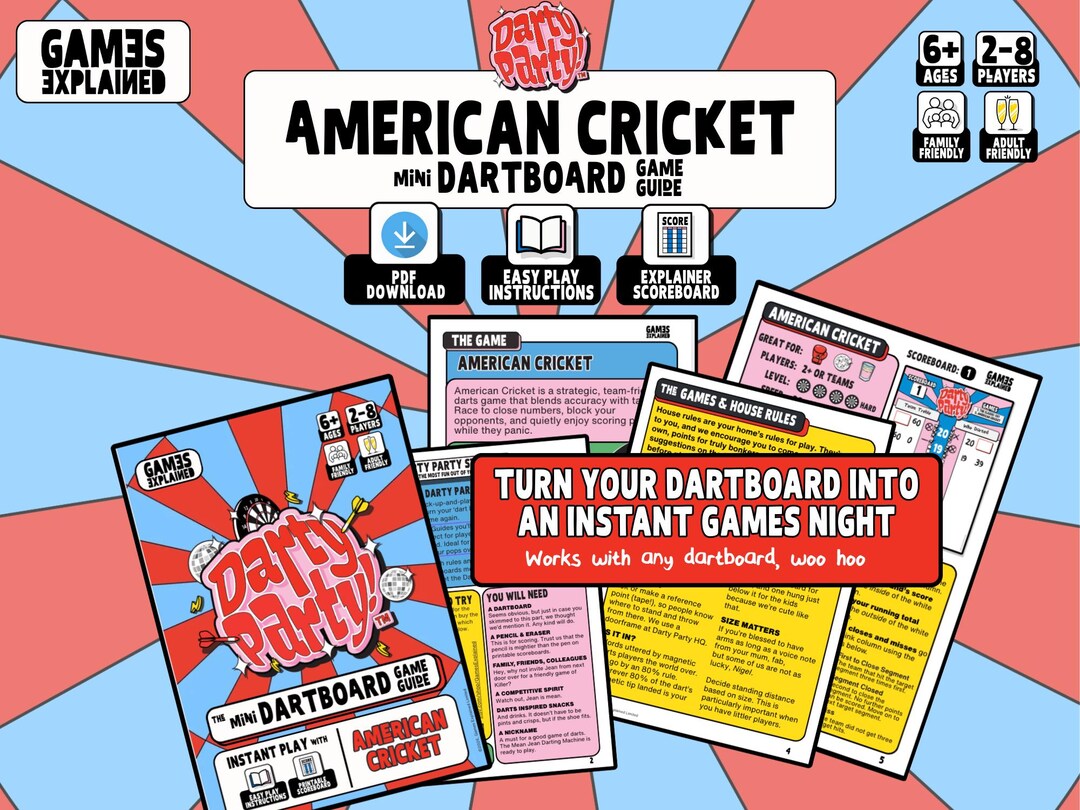 Printable American Cricket Dartboard Game | Darts Family Fun, Bar Game ...