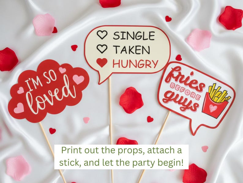 Valentine’s Day Photo Booth Props | Printable Party Props | Instant ...