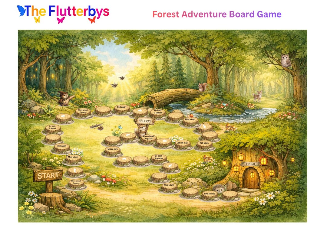 Flutterbys Forest Adventure Board Game Printable | Kids Nature Game ...