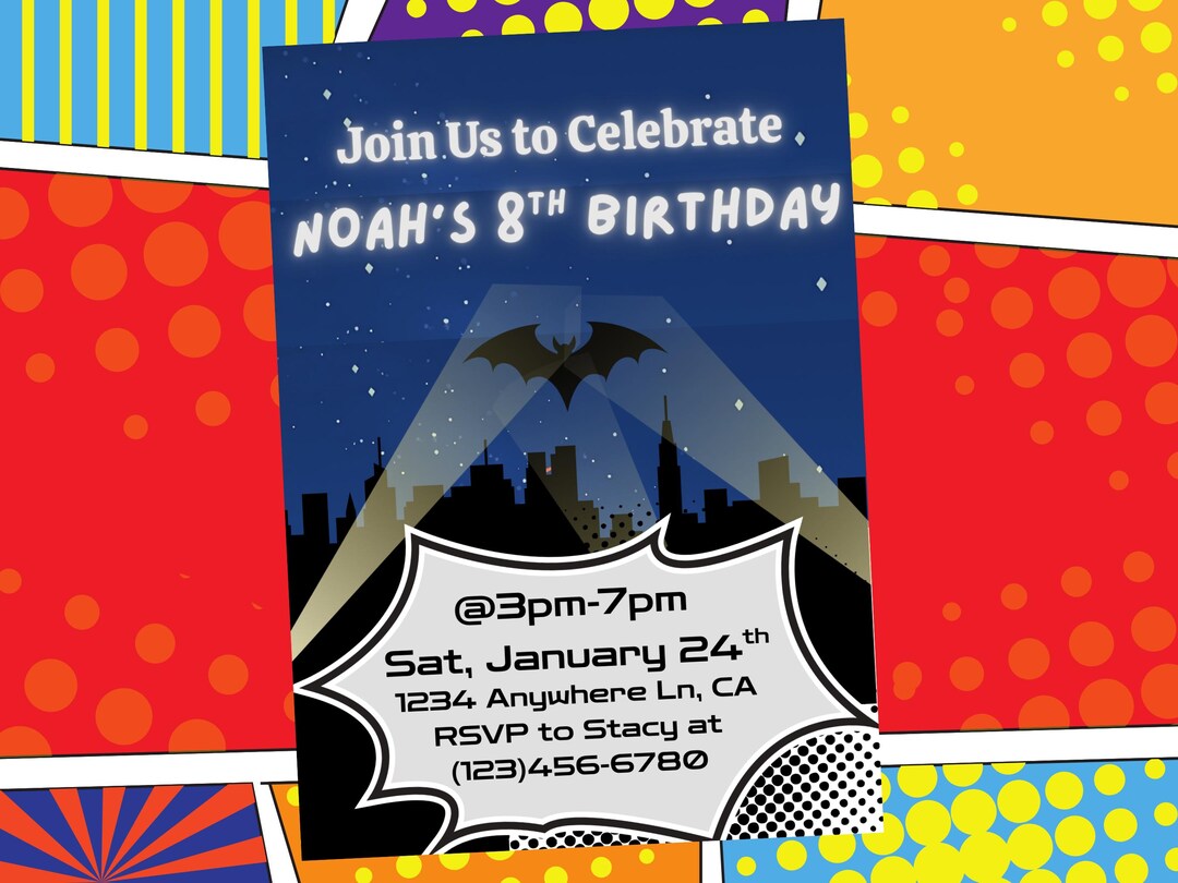 Editable Super Hero Birthday Invitation Template, Printable Party ...