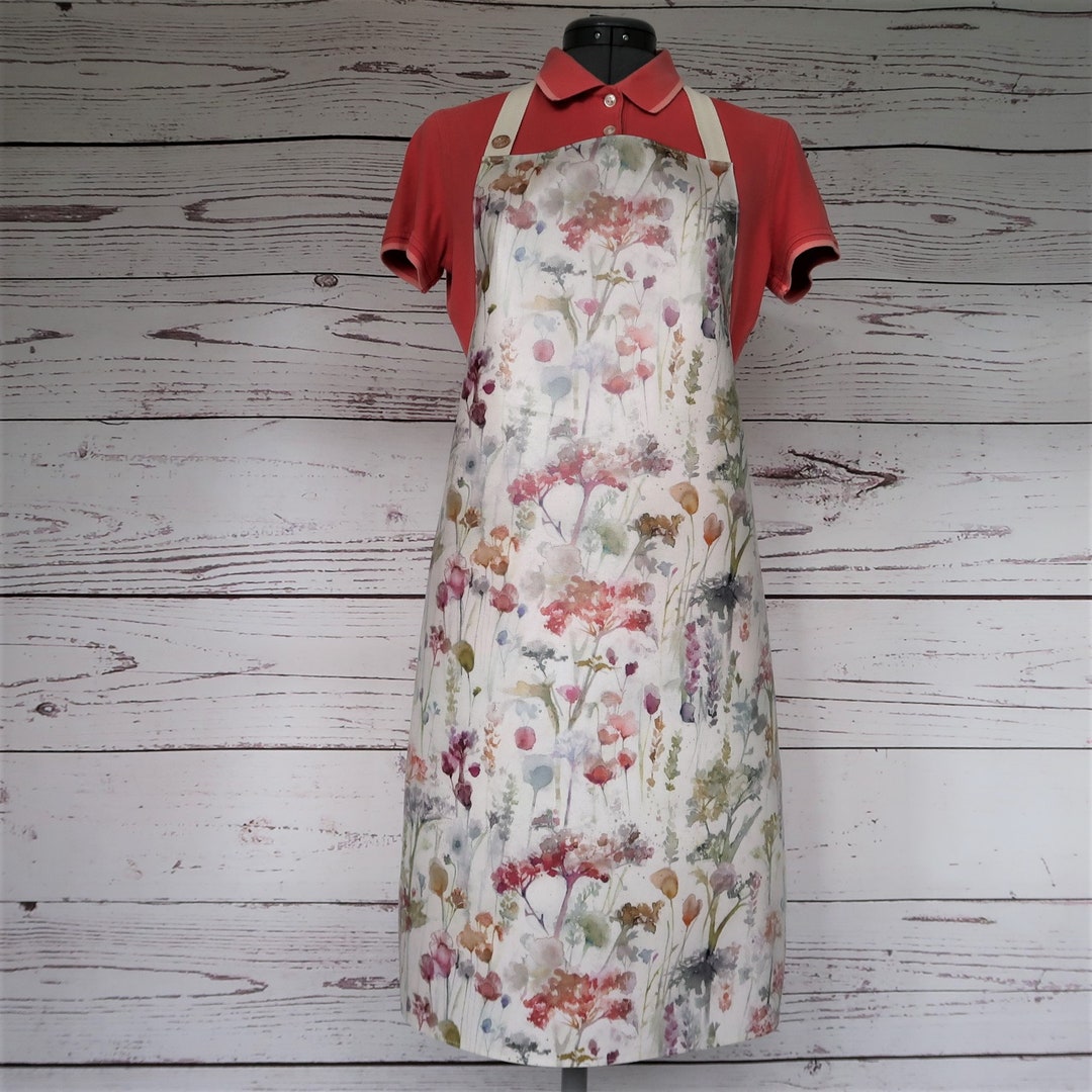 Waterproof Oilcloth Apron Pretty Watercolour Flowers - Etsy UK