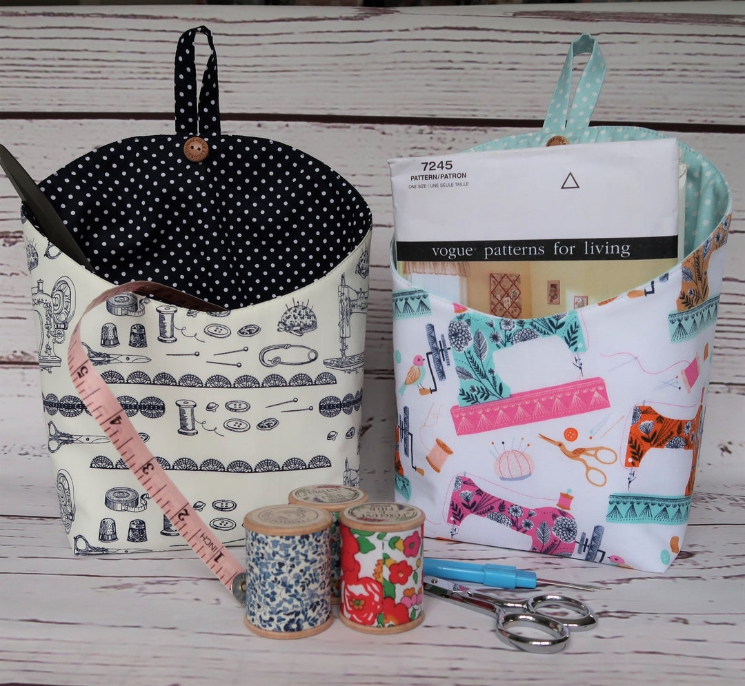 Fabric Storage Pods - Sewing Print, Hanging Teardrop Basket - Etsy