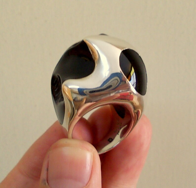 Ebony and Ivory Ring.silver Art. - Etsy