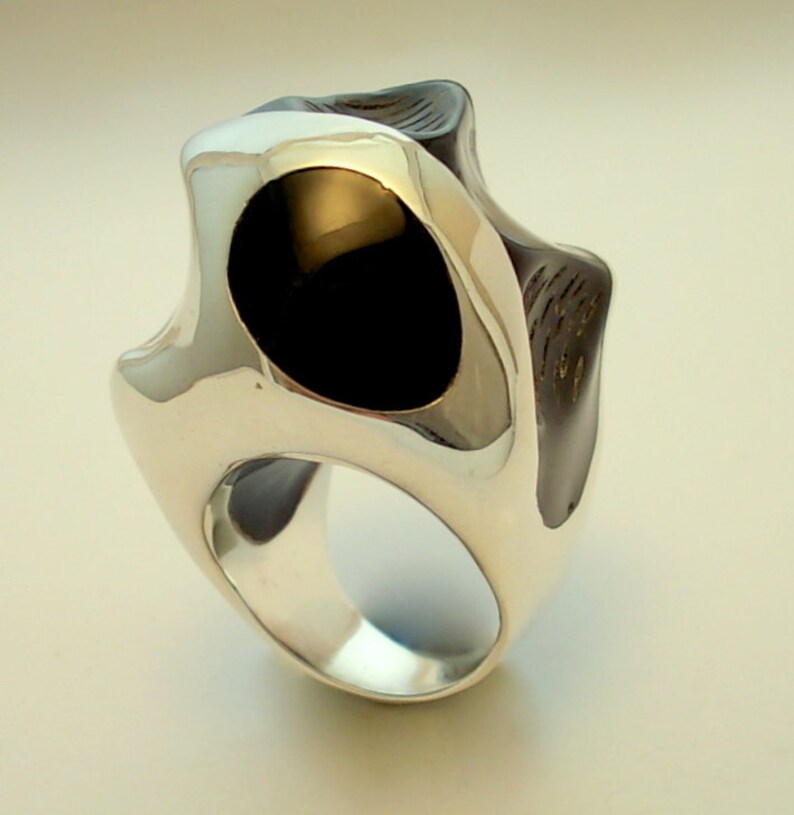 Ebony and Ivory Ring.silver Art. - Etsy