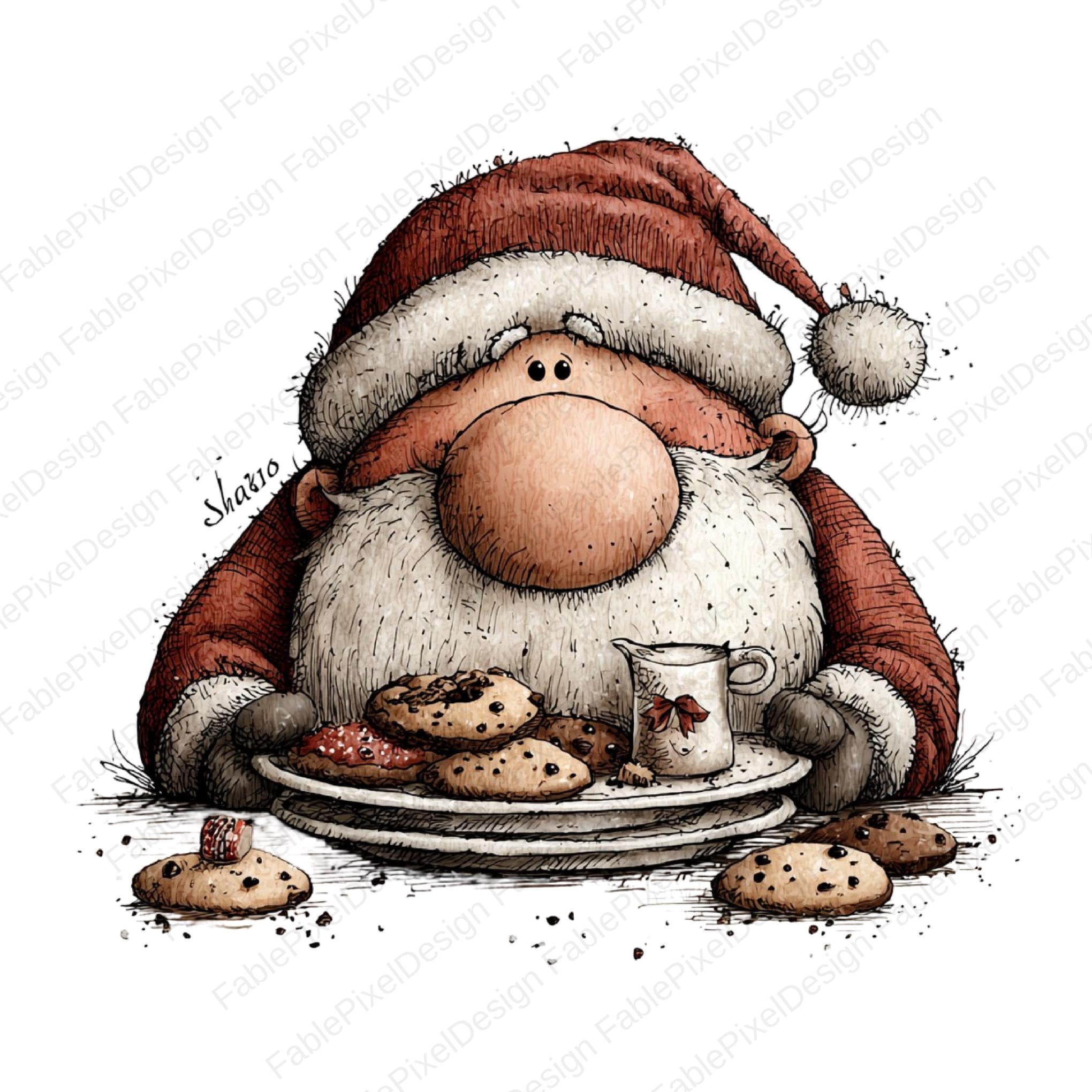 37 Whimsical Christmas Clipart, Santa Reindeer Snowman PNG, Rustic ...