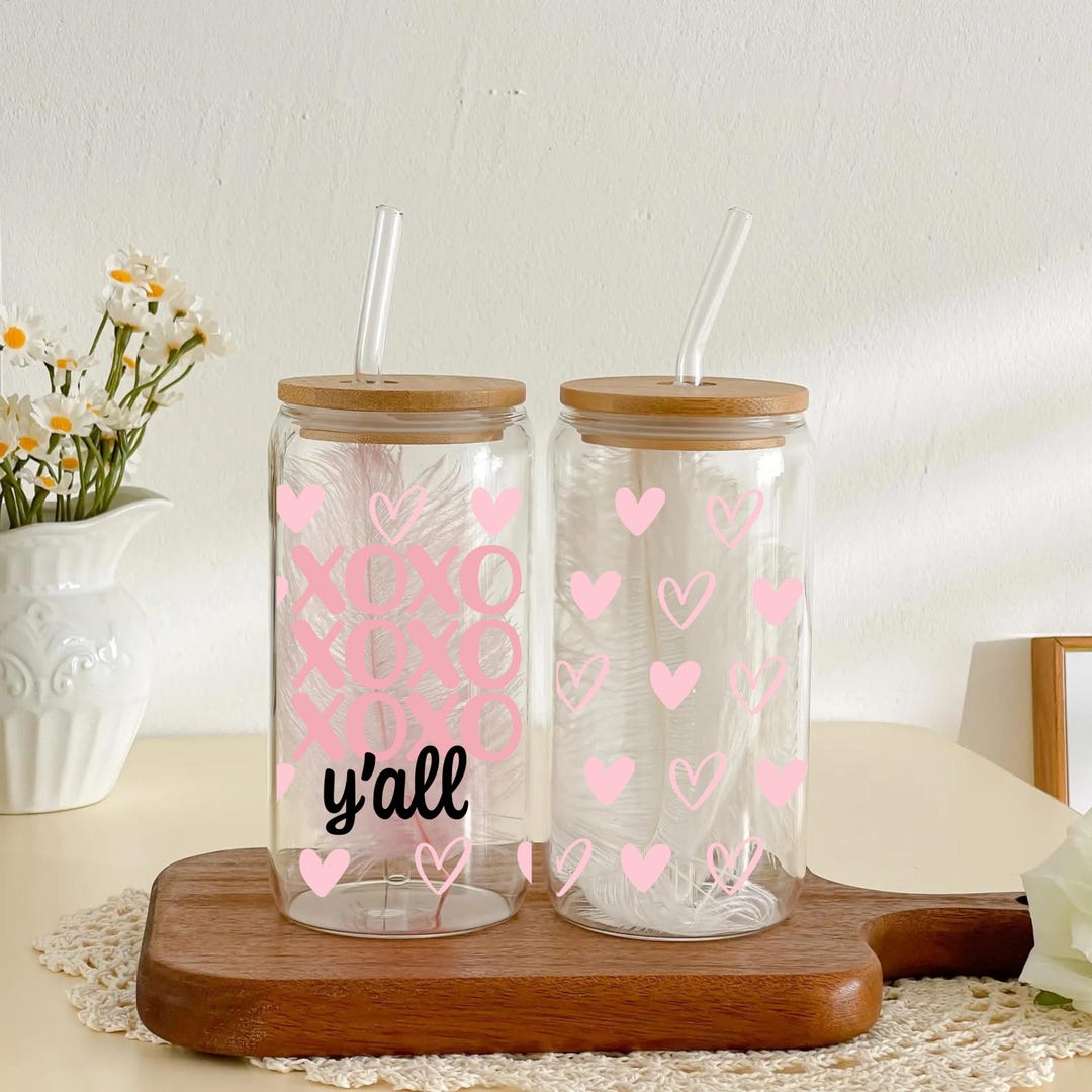 XOXO 2026 Valentine Glass Cups | Cute 20oz Tumblers for Valentines Day ...