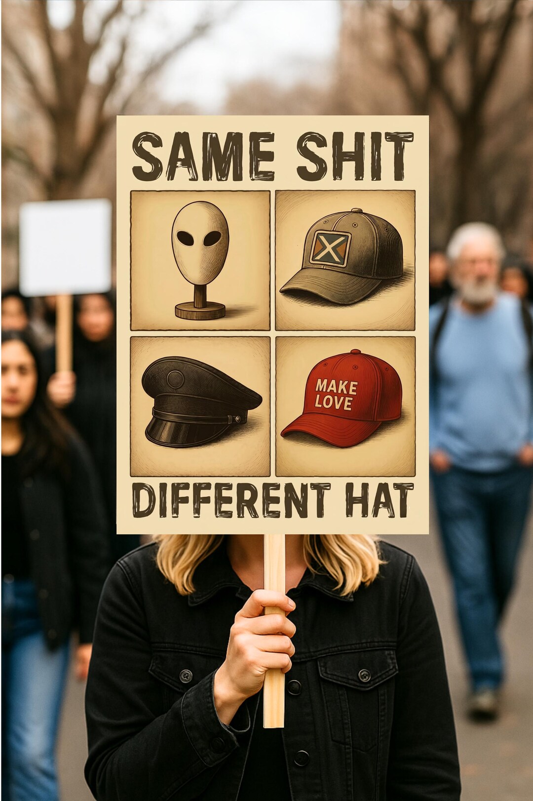 Different Hats,no Kings in America Protest Sign,democracy Not Oligarchy ...
